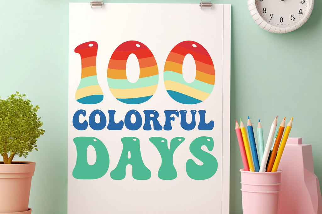 100 colorful days svg Design - So Fontsy