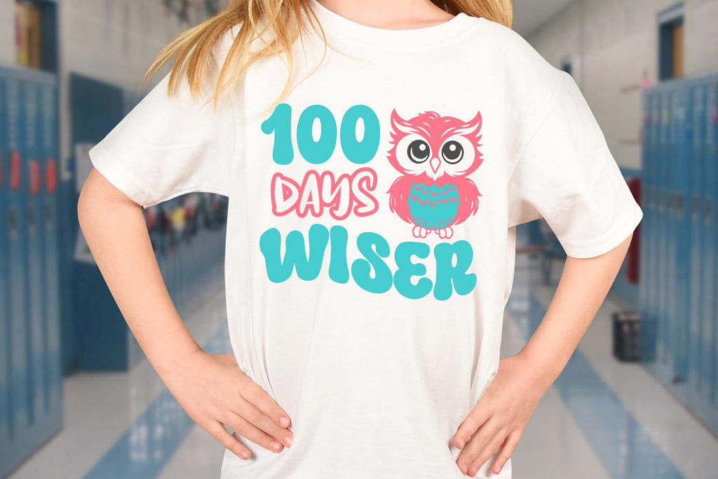 100 Days Wiser | Owl SVG | 100 Days of School SVG - So Fontsy