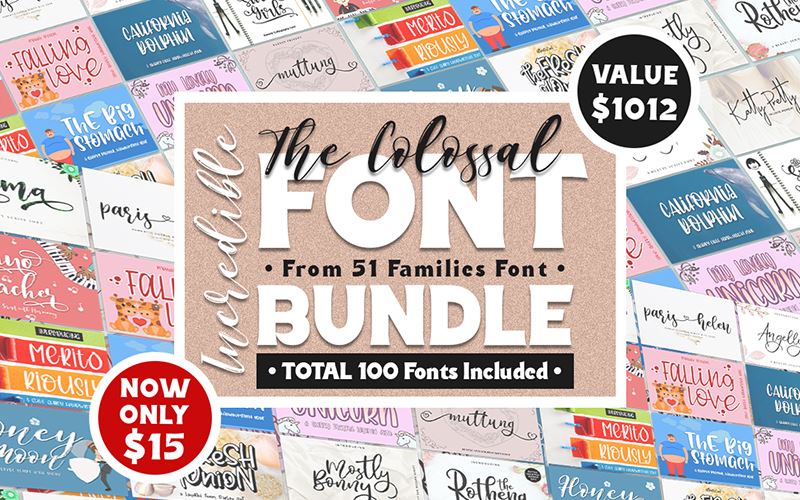 100 Fonts in Incredible Colossal Font Bundle - So Fontsy
