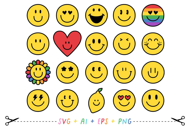 100 Smileys Collection SVG - So Fontsy