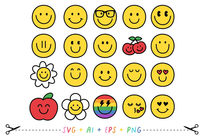 100 Smileys Collection SVG - So Fontsy