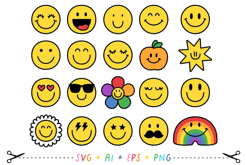 100 Smileys Collection SVG - So Fontsy