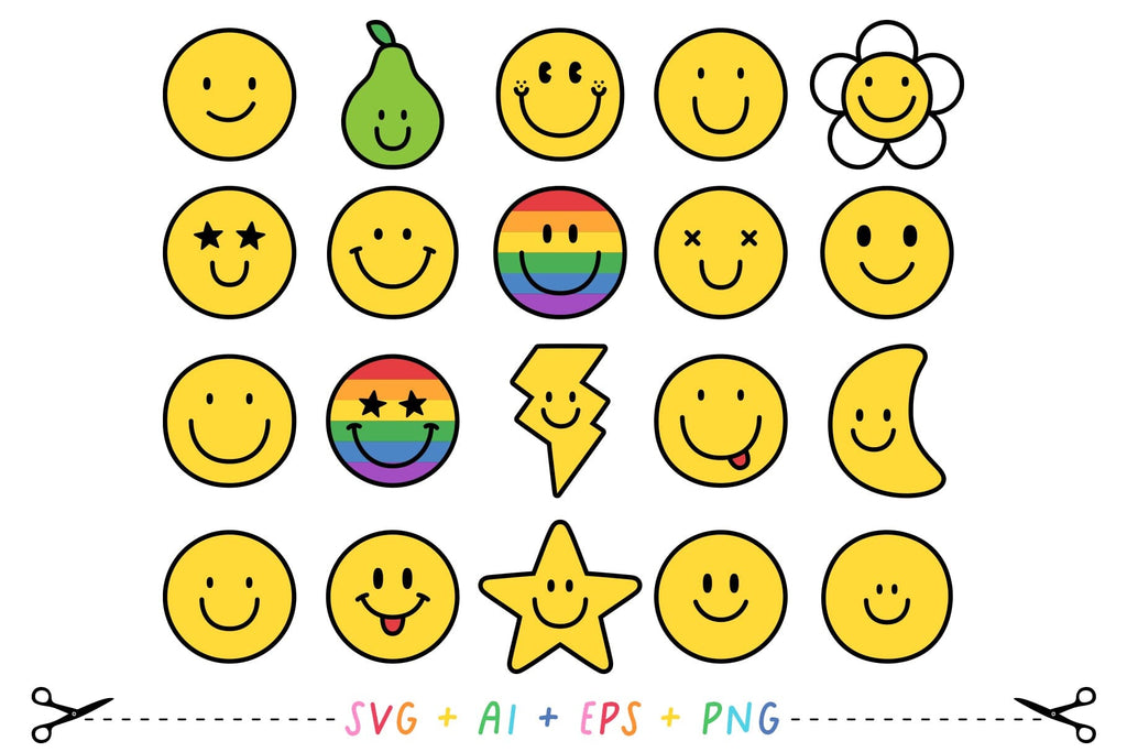 100 Smileys Collection SVG - So Fontsy