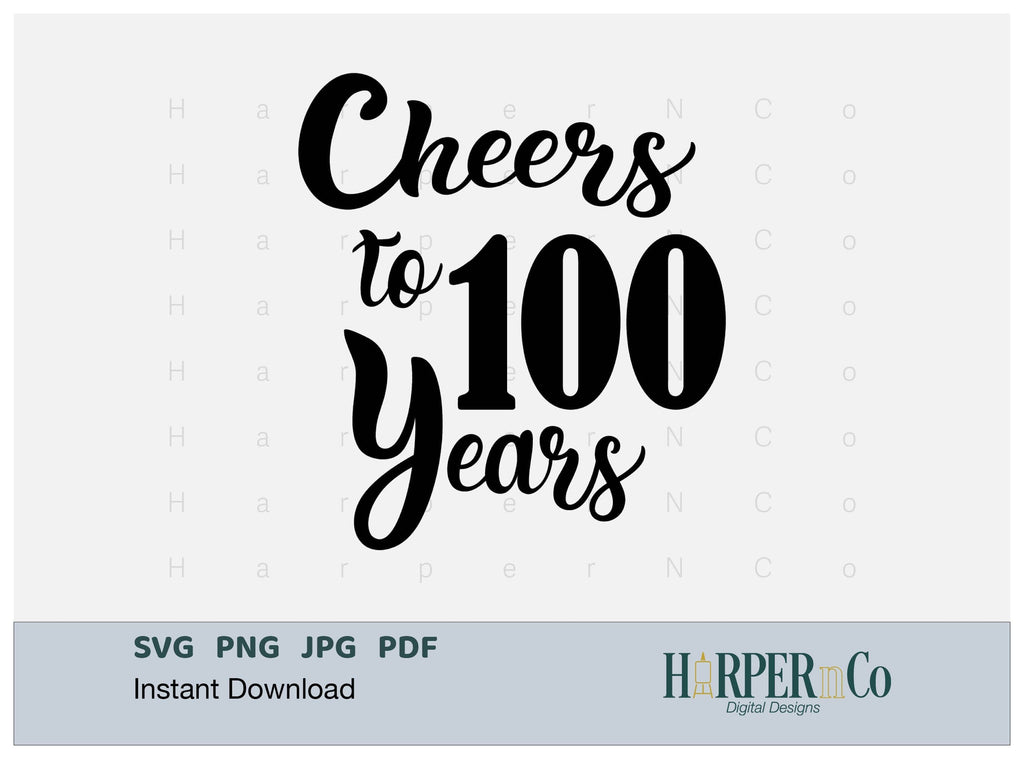 100 Years SVG PNG Cut EPS File - So Fontsy