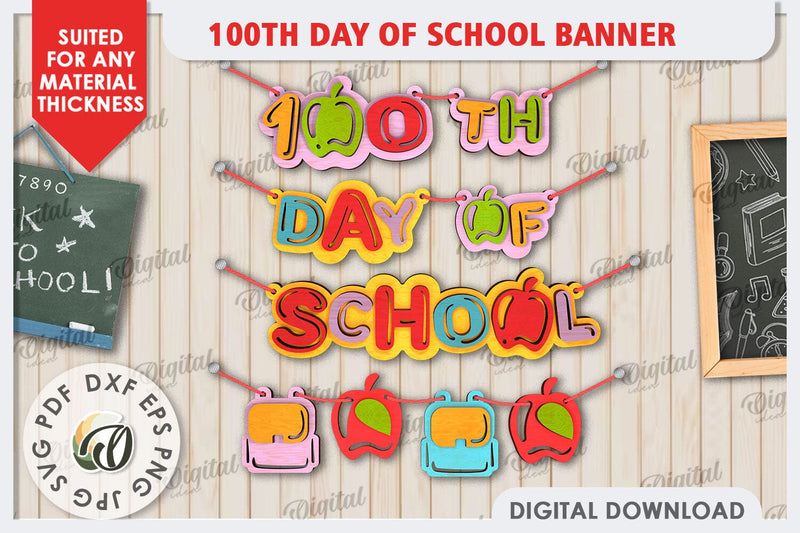100th Days of School Banners Laser Cut Bundle. School Signs - So Fontsy