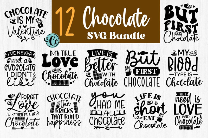 12 Chocolate Quotes SVG bundle, Chocolate day Bundle, Chocolate png, C ...