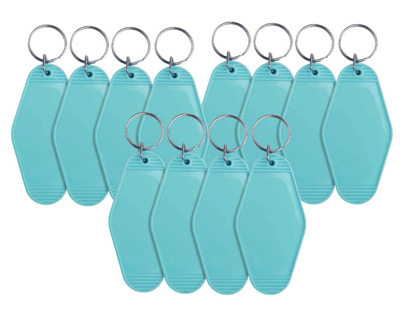 12 Retro Motel Keychains with Silver Ring - Pacific Blue - So Fontsy