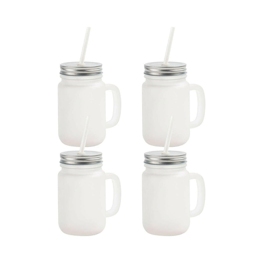12oz Sublimation Frosted Mason Jars with Straws | Craft Express 4 Pack ...