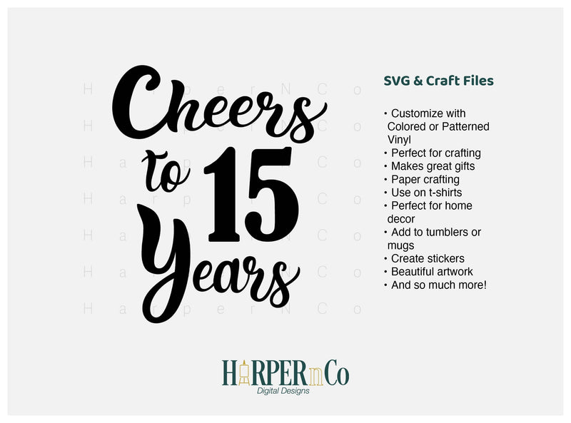 15 Year SVG PNG Cut EPS File - So Fontsy