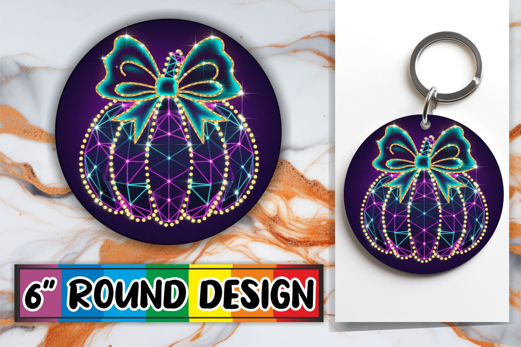 15x Round Sublimation Keychain Designs , Neon Fall - So Fontsy