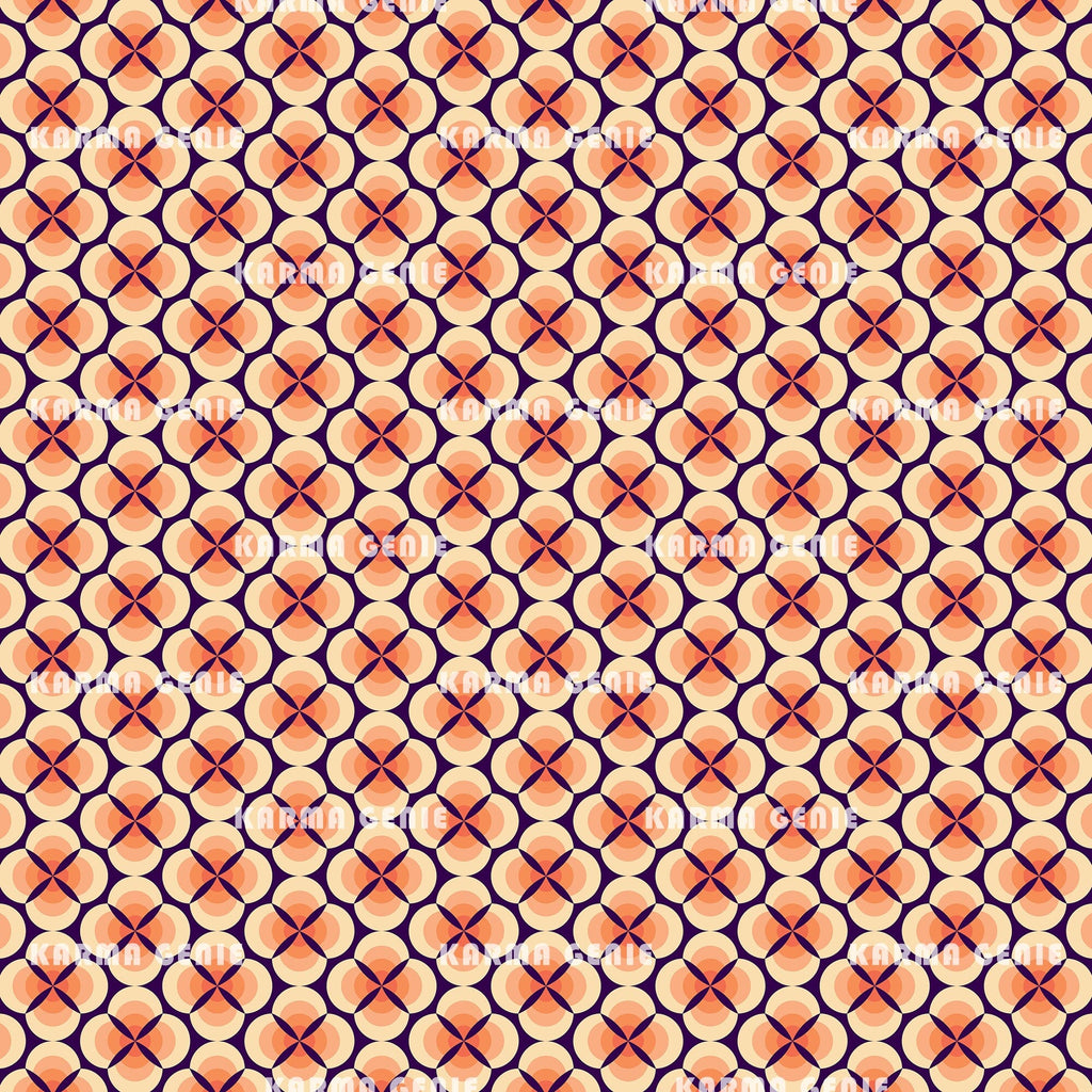 1970s Mid Century Abstract Orange Flowers Pattern Digital Paper - So Fontsy