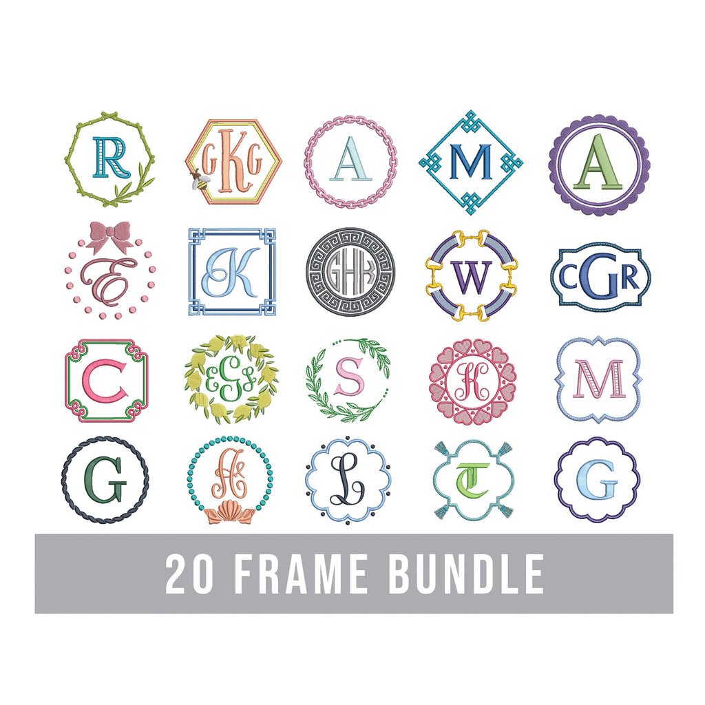 20 Monogram Frame Embroidery Design Bundle - So Fontsy