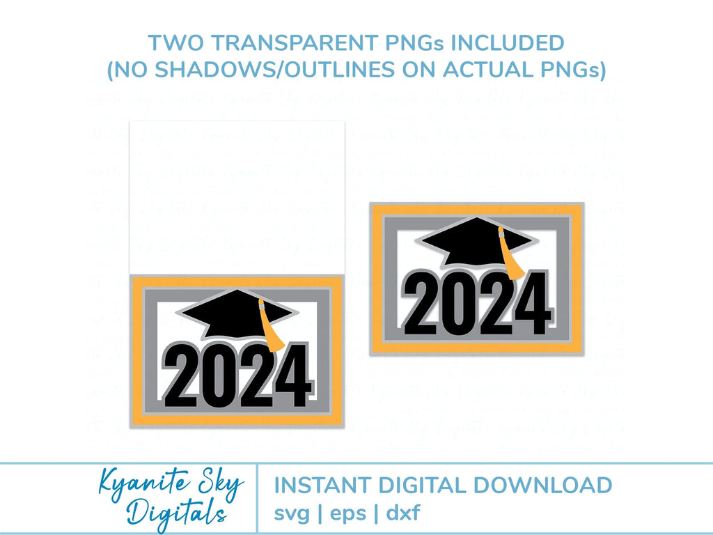 2024 Grad Card SVG shadowbox tunnel 3-D graduation card - So Fontsy