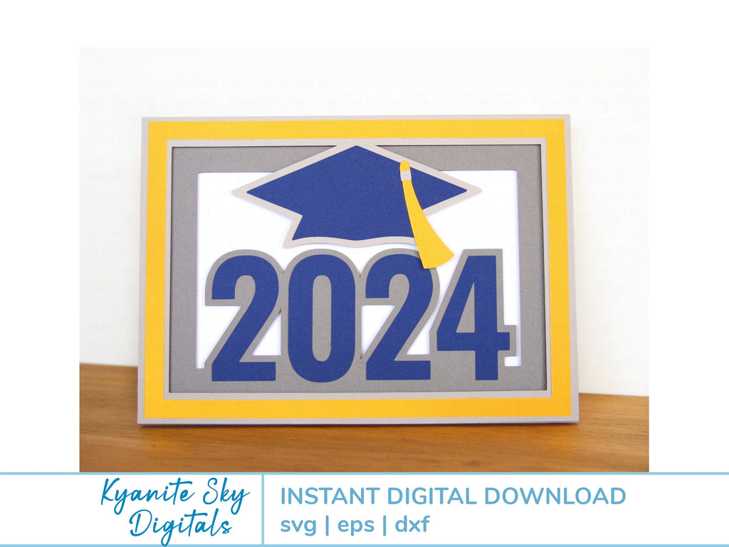 2024 Grad Card SVG shadowbox tunnel 3-D graduation card - So Fontsy
