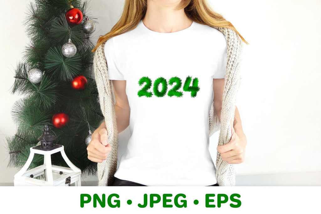 2024 numbers made of fir branches sublimation design - So Fontsy