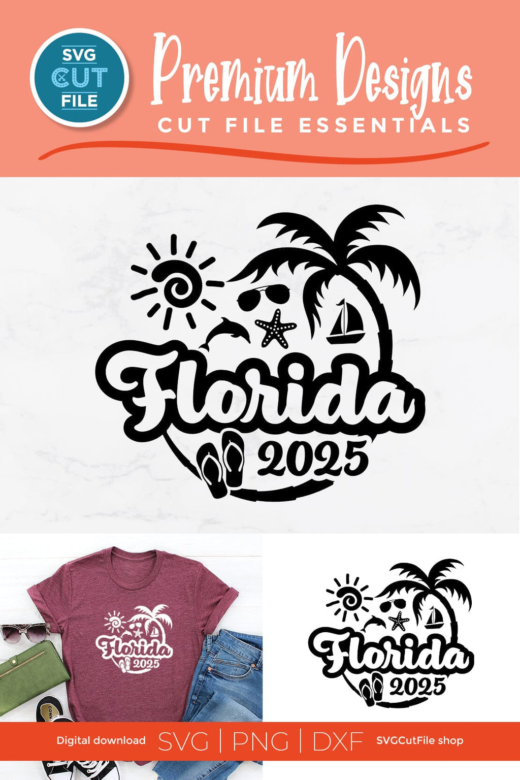2025 Florida svg - Great for a Florida Vacation or Trip - So Fontsy