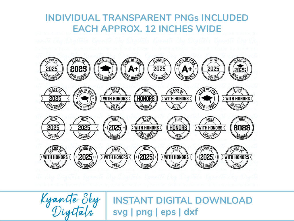 2025 Grad With Honors SVG Bundle round seal graduation clipart - So Fontsy