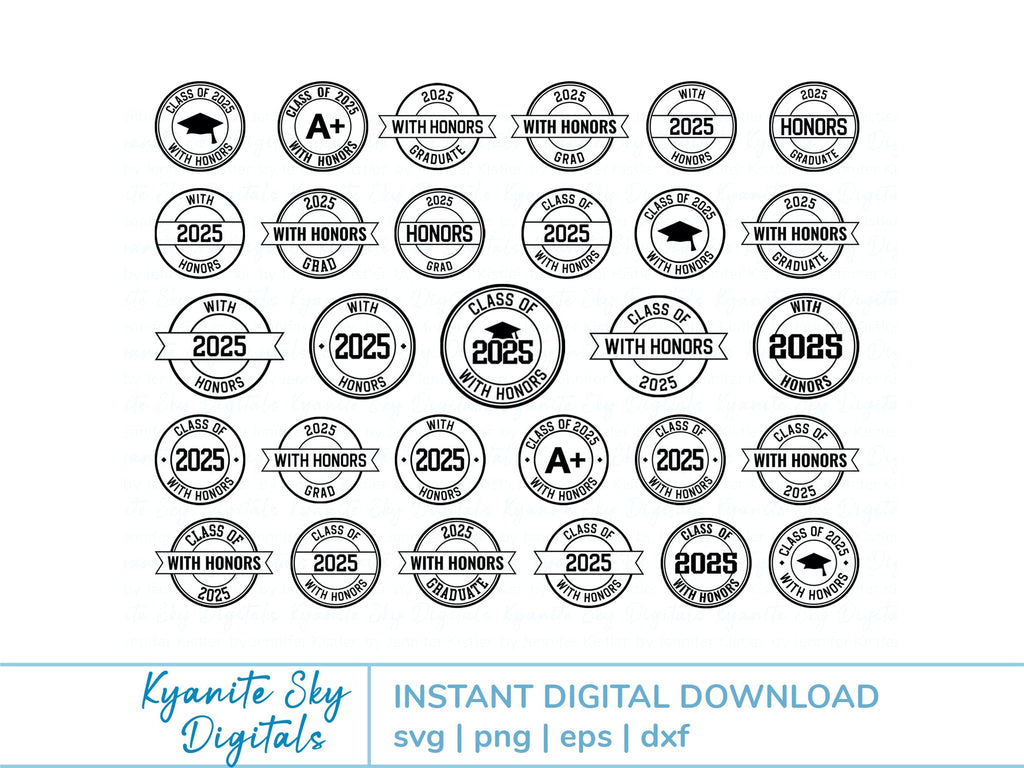 2025 Grad With Honors SVG Bundle round seal graduation clipart - So Fontsy