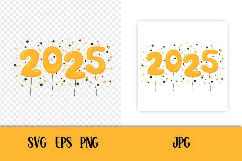 2025 Year PNG Balloons | Cute Helium Balloons Forming Numbers 2025 - So ...