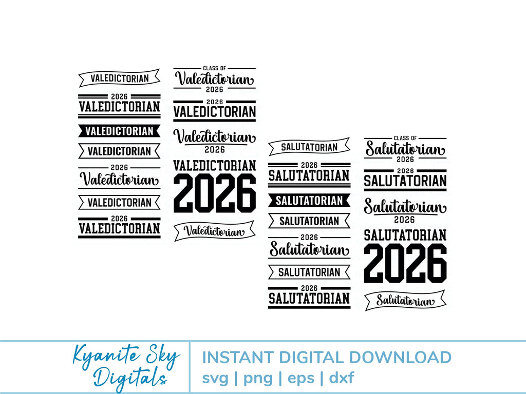 2026 Valedictorian Salutatorian Graduation Bundle SVG vinyl cut files ...