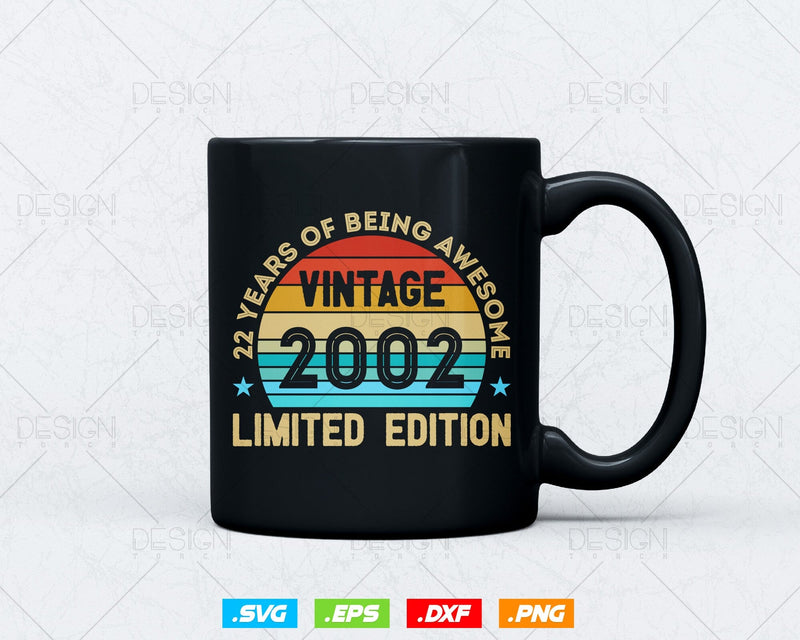 22 Years Of Being Awesome Vintage Limited Edition Birthday Vector T ...