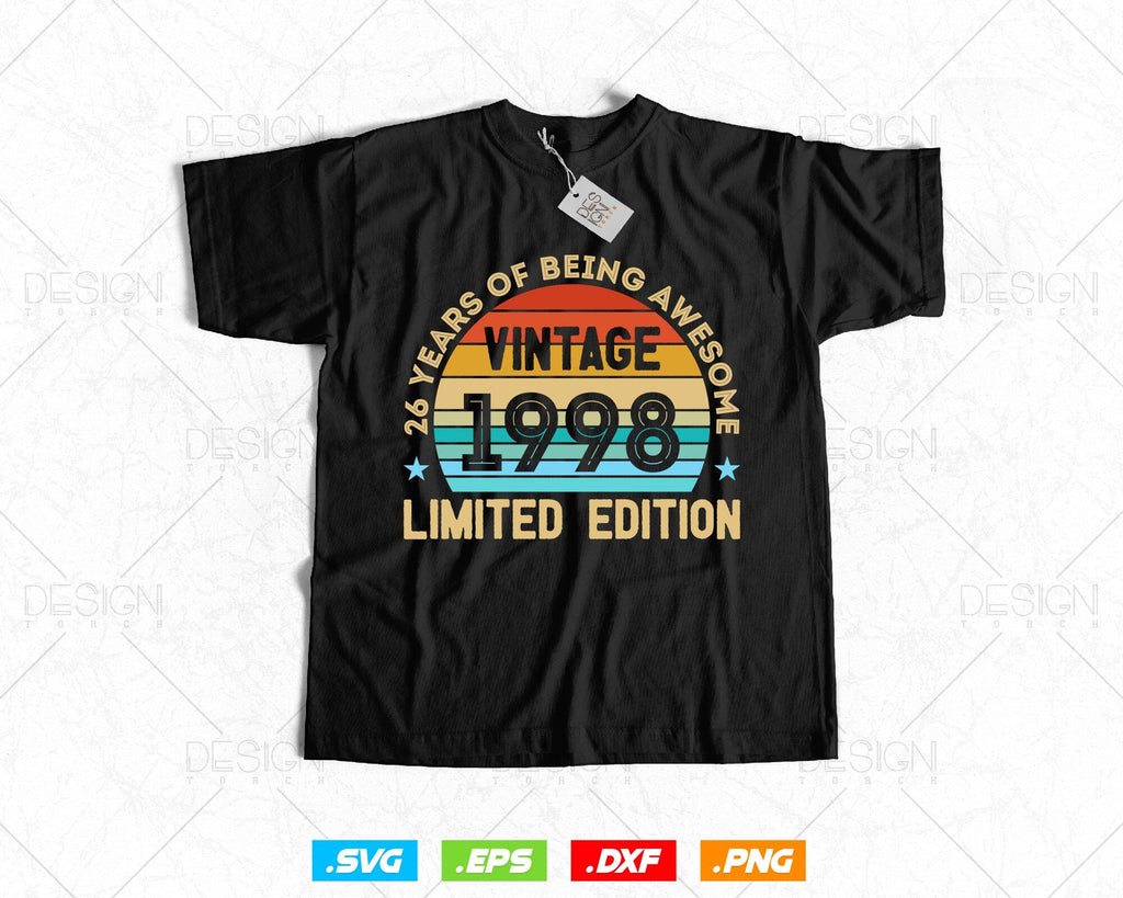 26 Years Of Being Awesome Vintage Limited Edition Birthday Vector T ...