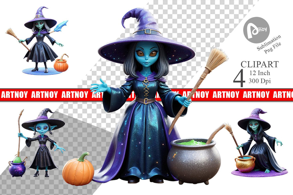3D Alien Witch Clipart - So Fontsy