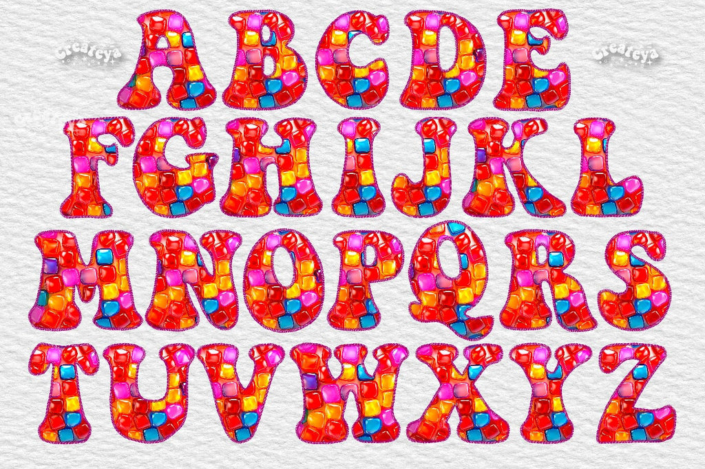 3D Alphabet PNG Party 3D Letters 3D Numbers Symbols Candy and Stitches ...
