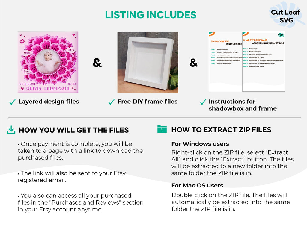 3D Baby Girl Stats Shadow Box svg - Customizable Baby Stats Shadow Box ...