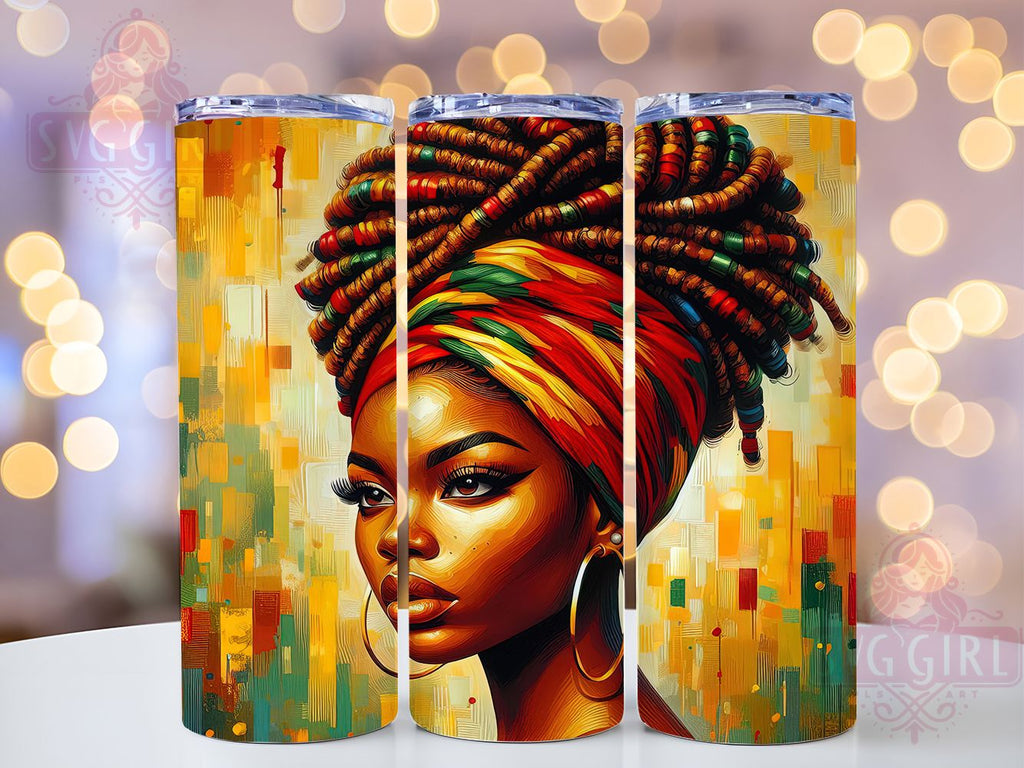 3D Black Girl Rasta Braids Melanin Queen Tumbler Wrap, Rasta Braids ...