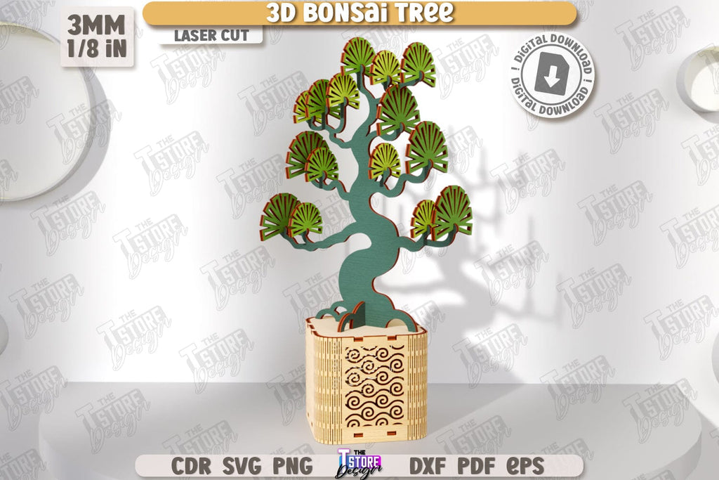 3D Bonsai Tree Laser Cut Bundle | DIY Wooden Constructor | Layout Plant ...