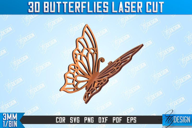 3D Butterflies | Summer Design | Decorative Butterflies | CNC File - So ...