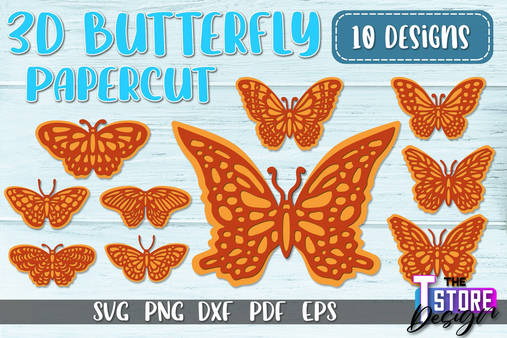 3D Butterfly Paper Cut SVG | Butterfly Paper Cut SVG Design - So Fontsy