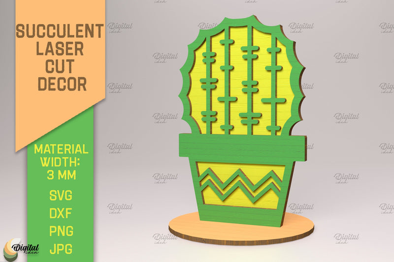 3D Cactus Stand SVG. Succulent Laser Cut - So Fontsy