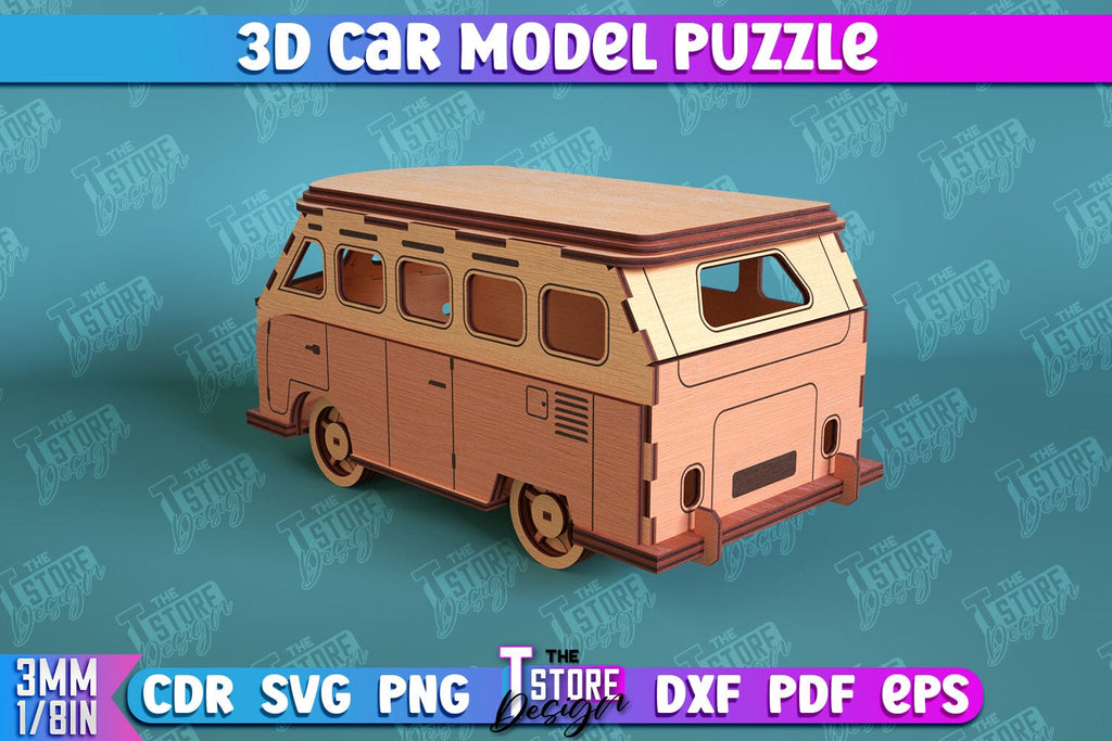3D Car Model Puzzle | DIY Model Car | Wooden Constructor | Layout Van ...