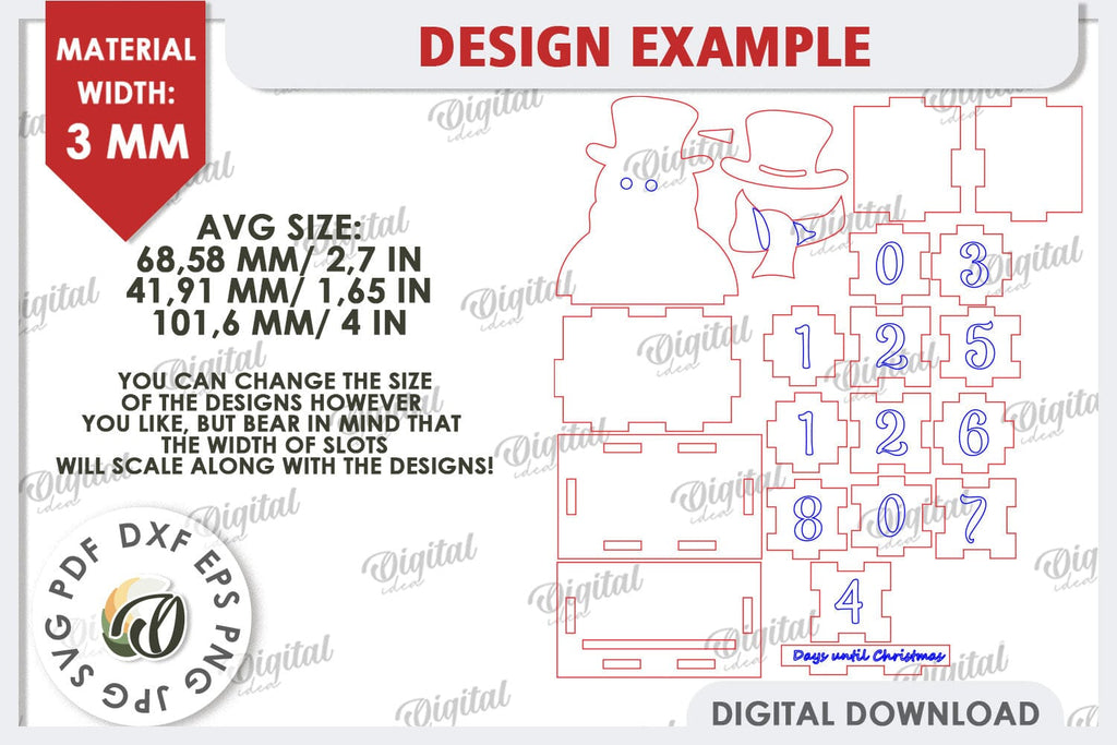 3D Christmas Countdown Laser Cut. Countdown Calendar SVG - So Fontsy