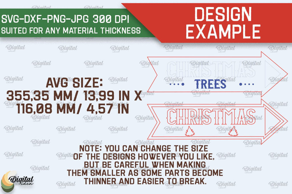 3D Christmas direction Sign Laser Cut - So Fontsy