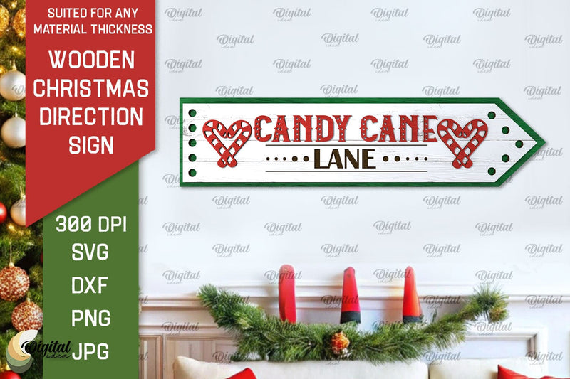 3D Christmas direction Sign Laser Cut - So Fontsy