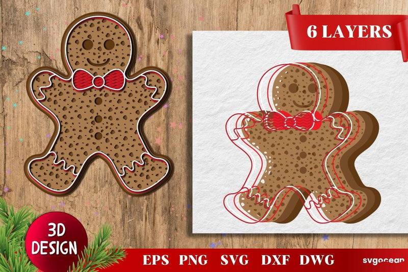 3D Christmas Gingerbread SVG Bundle - So Fontsy