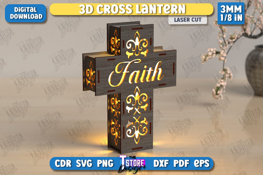 3D Cross Lantern Laser Cut | Christian Cross | Religious Symbol ...