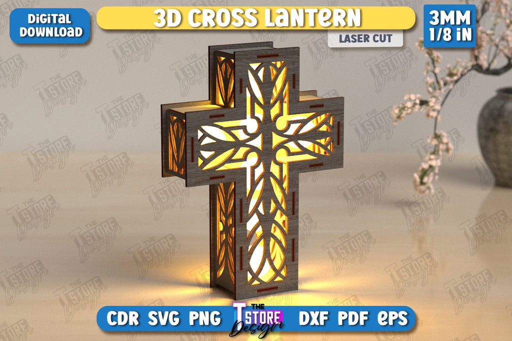 3D Cross Lantern Laser Cut | Christian Cross | Religious Symbol ...