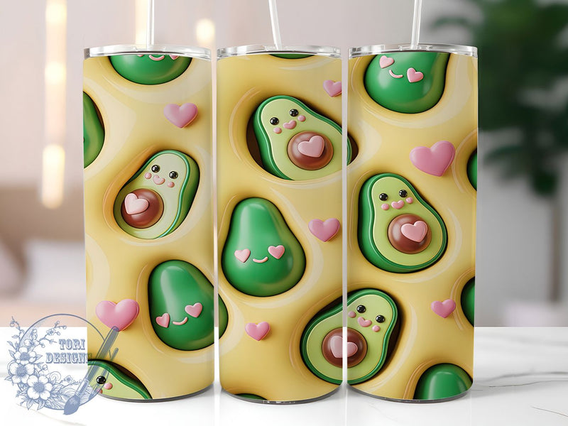 3D Cute Inflated Avocado Tumbler, 3D Inflated Sublimation Design, Cute ...
