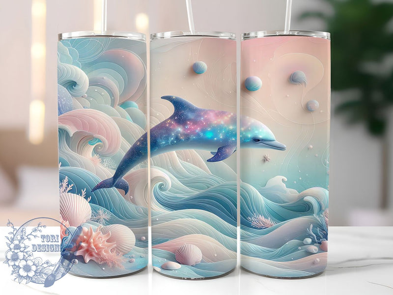 3D Dolphin Ocean Marine Life Tumbler Wrap, 20oz Tumbler Sublimation ...