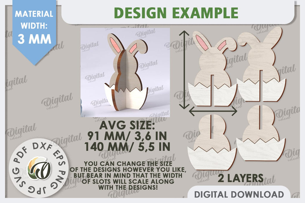 3D Easter Bunny Laser Cut. Home Decor. Cute Easter SVG - So Fontsy