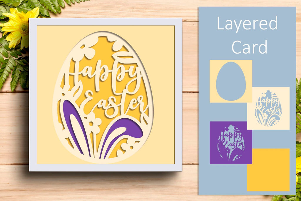 3d Easter egg card layered, Shadow box svg laser cut - So Fontsy