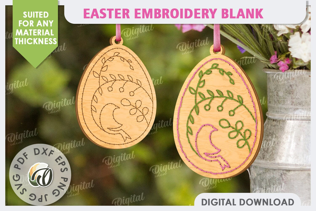 3D Easter Ornament Laser Cut. Embroidery Blanks SVG - So Fontsy