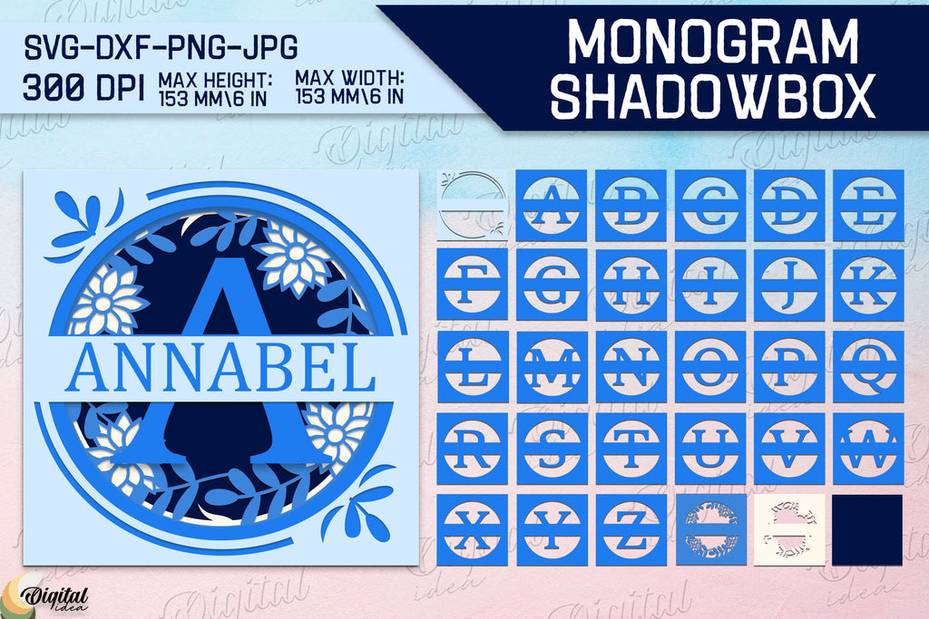 3D Floral Shadow Box Alphabet Bundle. Layered Monogram - So Fontsy