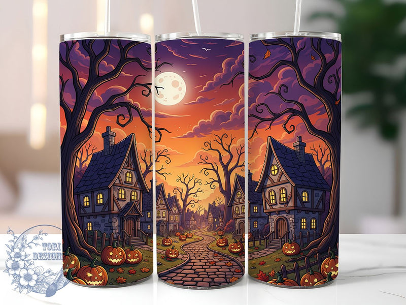 3D Haunted Pumpkin Halloween Tumbler, Haunted House Pumpkin Wrap, 20oz ...