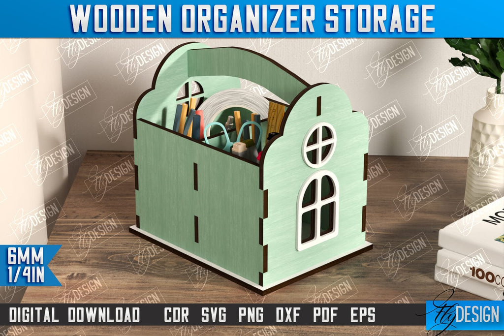 3D House Shaped Desk Organizers Laser Cut Bundle, Storage Bin, Pencil ...