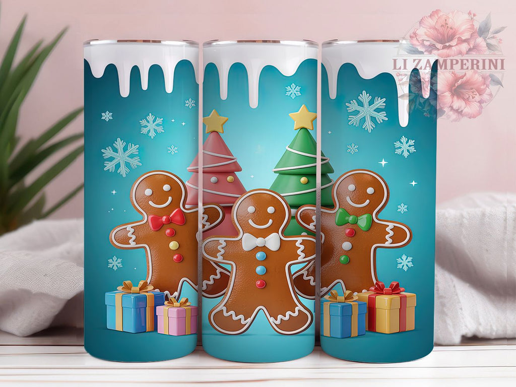 3D Inflated Gingerbread Christmas Tumbler, Inflated Christmas Wrap ...